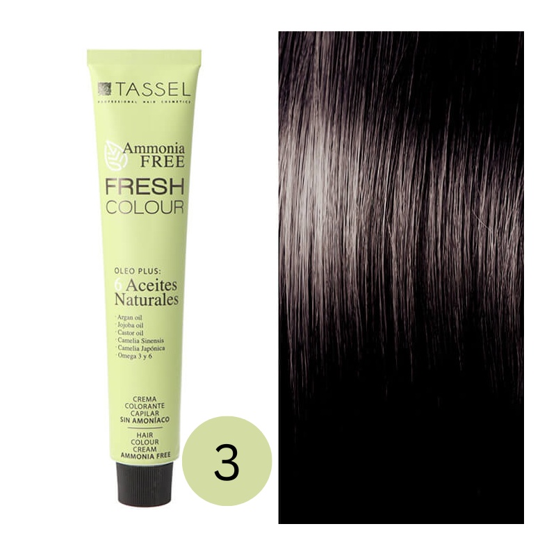 Vopsea de par fara amoniac Fresh Color Tassel nr 3, Castaniu Inchis - 100ml