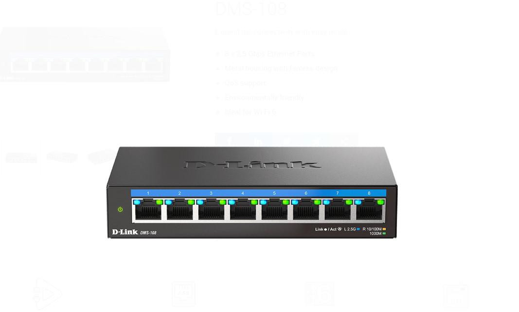 D-LINK DMS-108 UNMANAGED SWITCH 8 PORT