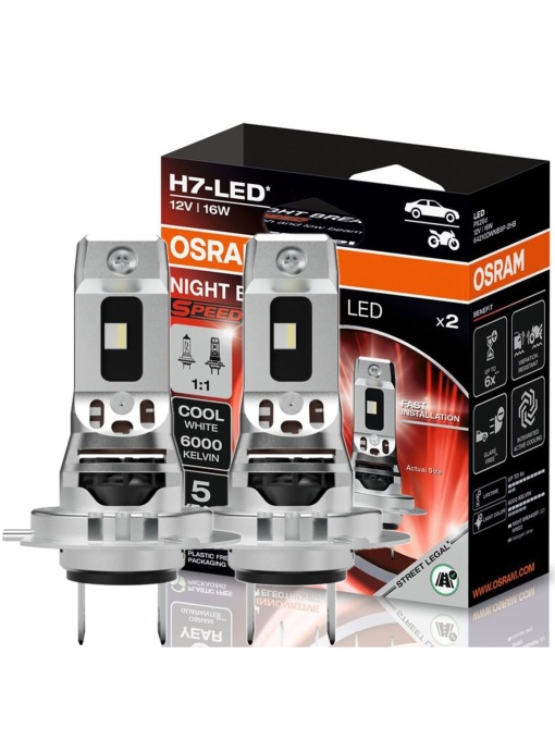 Becuri Led Osram Night Breaker Speed H7 omologate - 64210DWNBSP-2HB - 2 ...