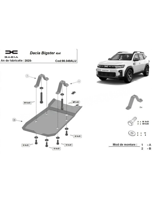 Dacia Bigster - Scut din aluminiu pentru diferential pentru Bigster 4x4