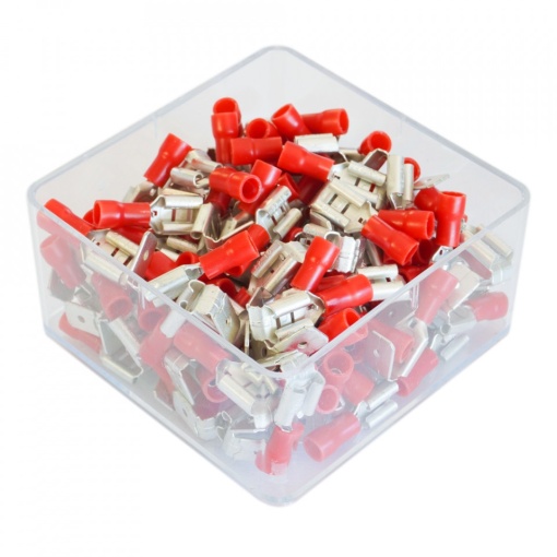 Set 100 Papuci Electrici Terminali Izolati Rosii Mama/Tata 6.3X0.8Mm