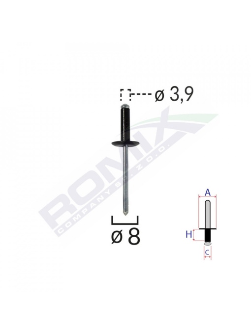 Popnit Universal Negru 3.9Mm Set 10 Buc