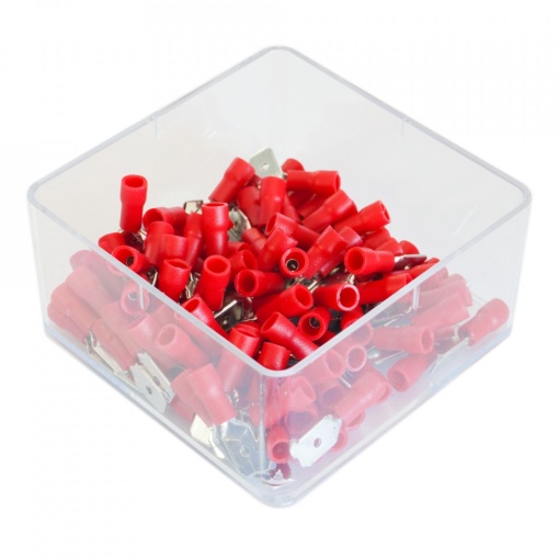Set 100 Papuci Electrici Terminali Izolati Rosii Tata 6.3X0.8Mm