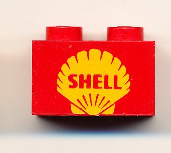 3004pb011-5G Steen 1x2 Shell Logo rood gebruikt *5V02-09