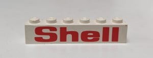 3004p60-1G Steen 1x2 opdruk SHELL groot logo wit gebruikt *5V02-01