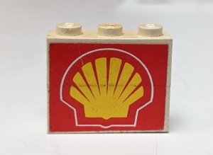 3004p60-1G Steen 1x2 opdruk SHELL groot logo wit gebruikt *5V02-01