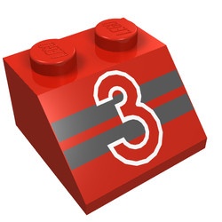 3298px9-5G Dakpan bedrukt 33 3x2 met witte nummer 1 rood gebruikt *5R000