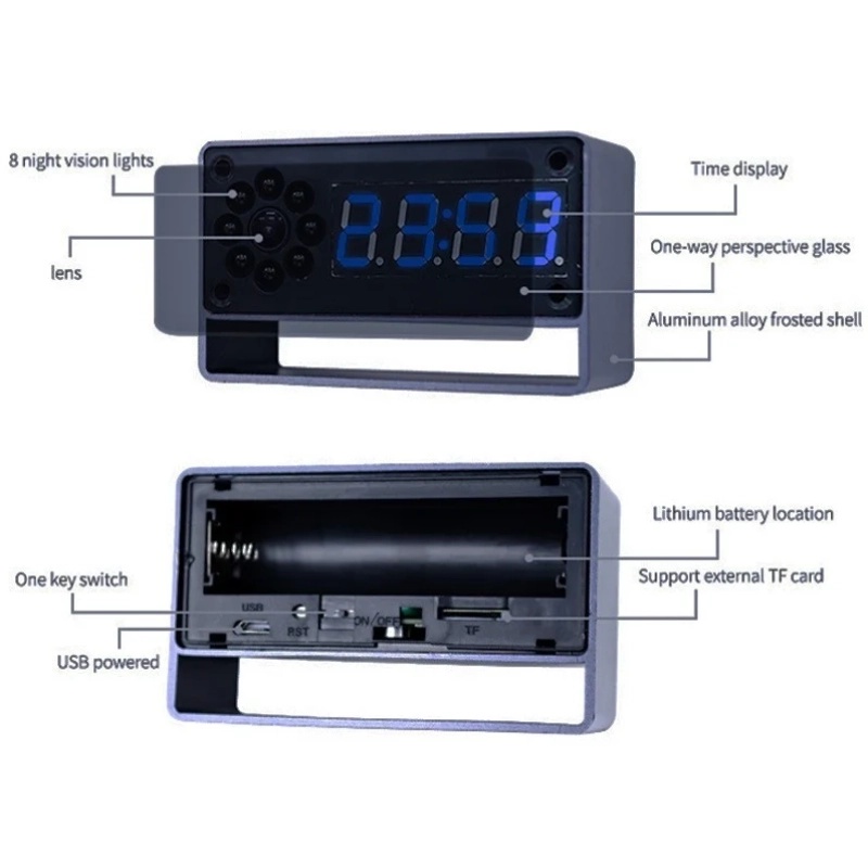 Camera Spion in ceas de birou iUni IP27 Mini, Wi-Fi, Vizualizare 4K ...