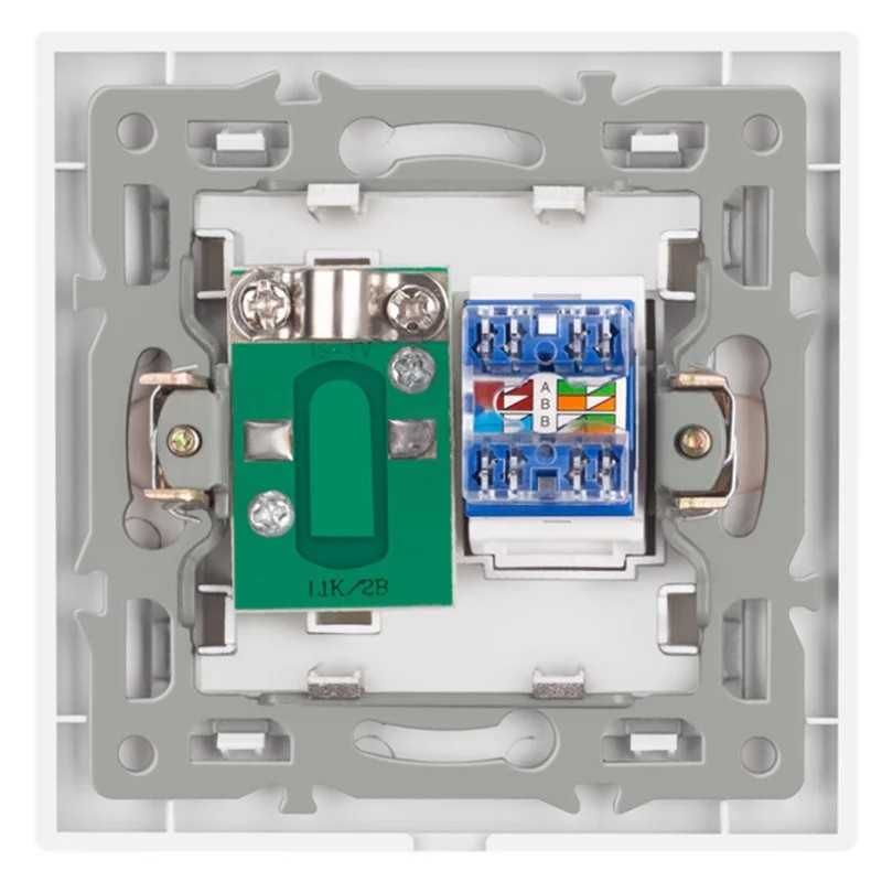 Priza TV + Internet RJ45, Cat6, Rama sticla securizata, iUni TDS, Silver