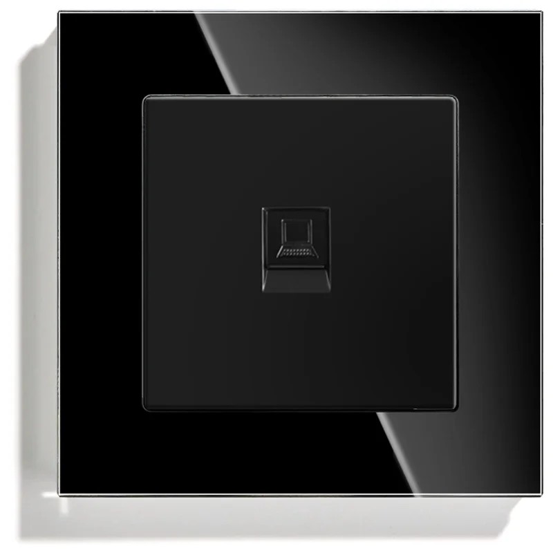 Priza internet RJ45, Cat6, Rama sticla securizata, iUni SD, Black