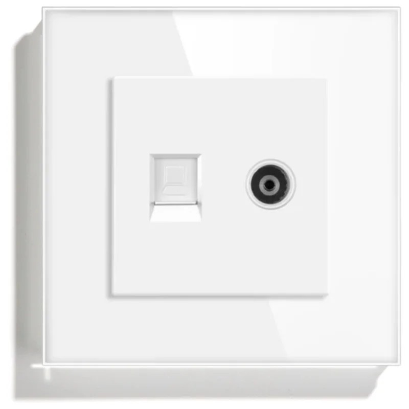Priza TV + Internet RJ45, Cat6, Rama sticla securizata, iUni TDS