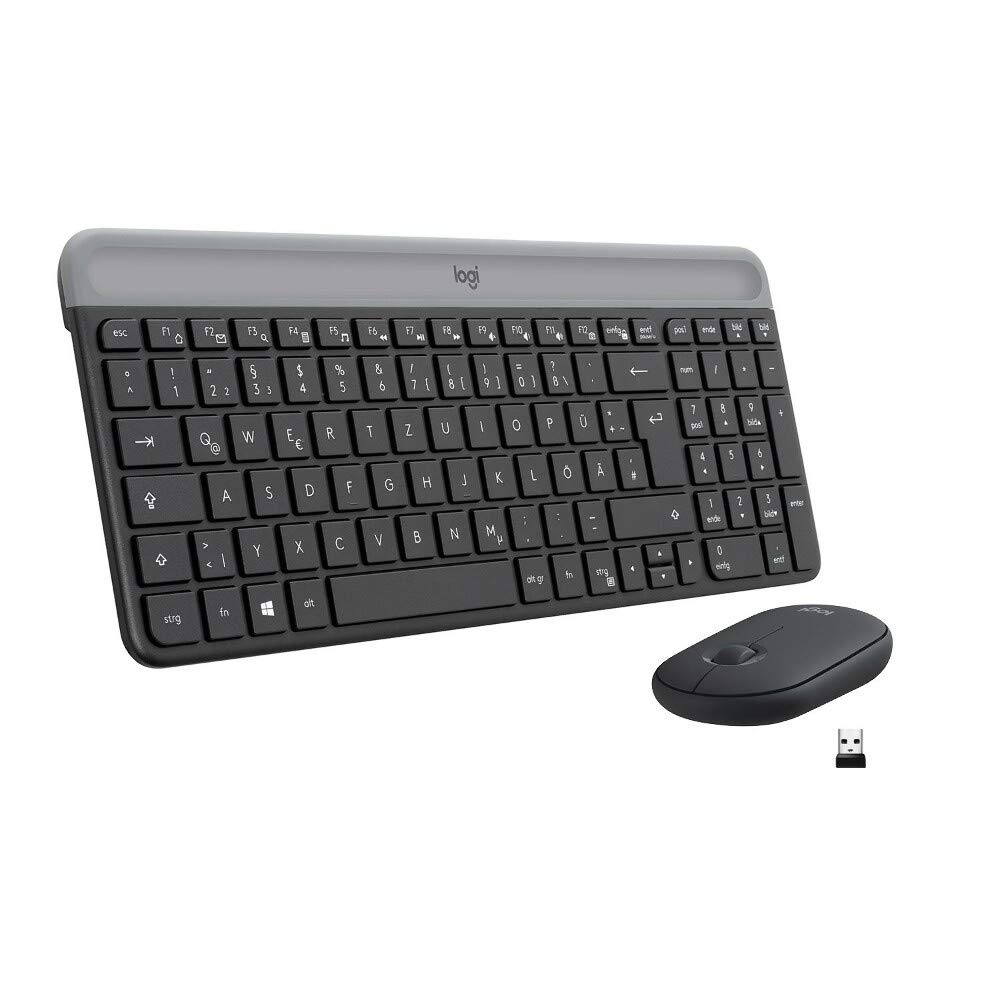 Set de mouse cu tastatura fara fir Logitech MK470 Slim Combo, conexiune ...