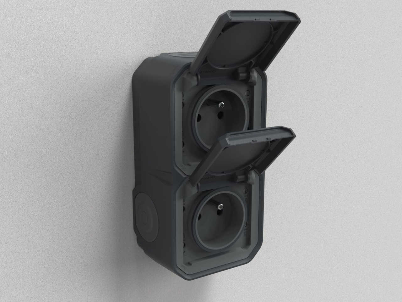 Legrand Plexo Priza Dubla IP55 Montaj Exterior Interior Antarcit