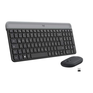 Set de mouse cu tastatura fara fir Logitech MK470 Slim Combo, conexiune ...