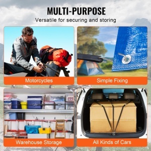 VEVOR Set 50 Curele Elastice cu S-Hook din Otel 81 cm Culoare Negru