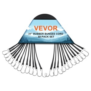 VEVOR Set 50 Curele Elastice cu S-Hook din Otel 81 cm Culoare Negru