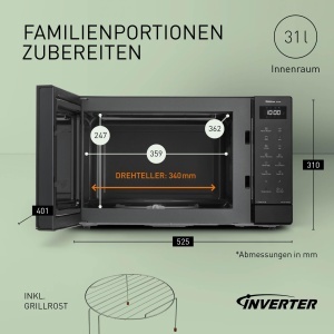 Cuptor cu microunde cu grill Panasonic NN-GT65QBEPG, 31L, 1000W, Negru