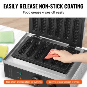 Aparat de Waffe VEVOR HT-119 1500W Inox 6 Waffe Control Temperatura