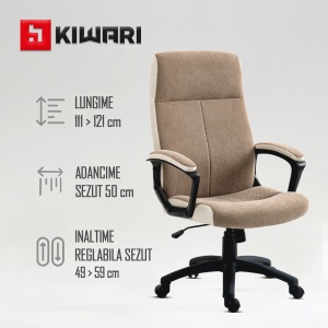 Scaun birou Kiwari® Tin, spatar inalt, suprafata textil, brate cromate ...