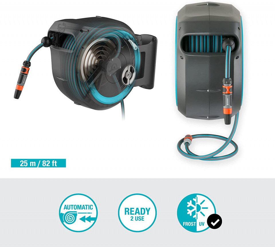 Motalica za crevo sa baštenskim crevom - zidna automatska 25m - 1/2" Roll-Up GARDENA