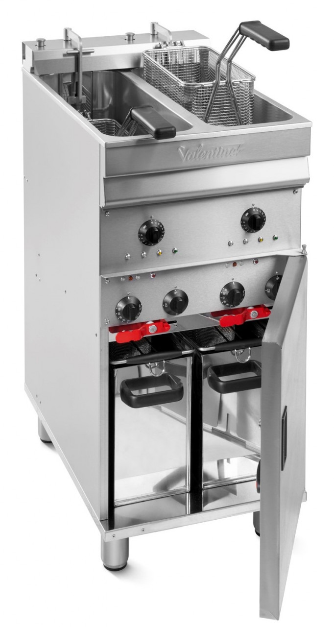 Friteuza profesionala dubla (2 x 7L) cu filtrare, 400V