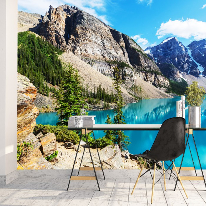 Fototapet 3D Peisaj Splendid De Munte cu Lac Cristalin TML1