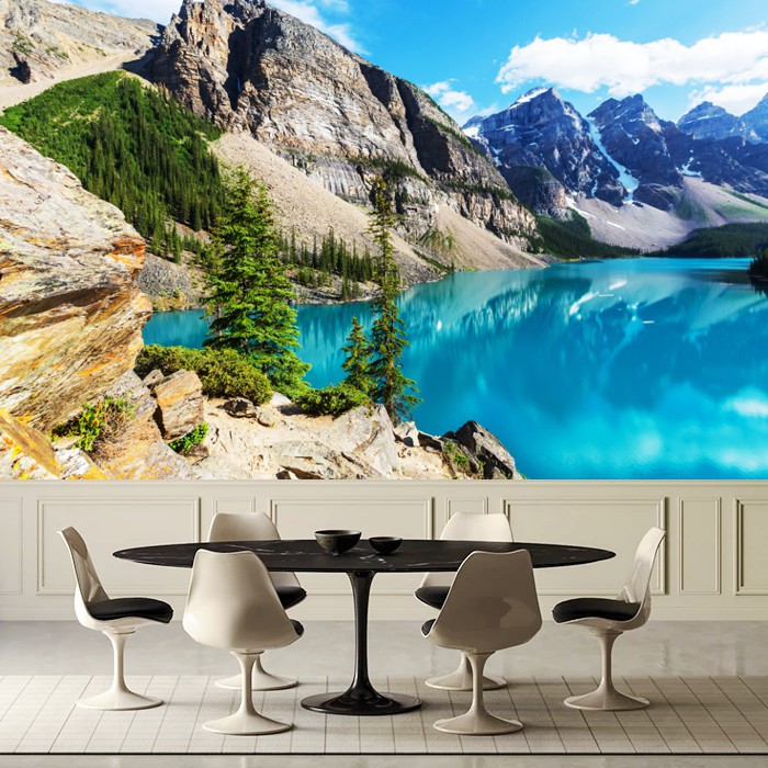 Fototapet 3D Peisaj Splendid De Munte cu Lac Cristalin TML1