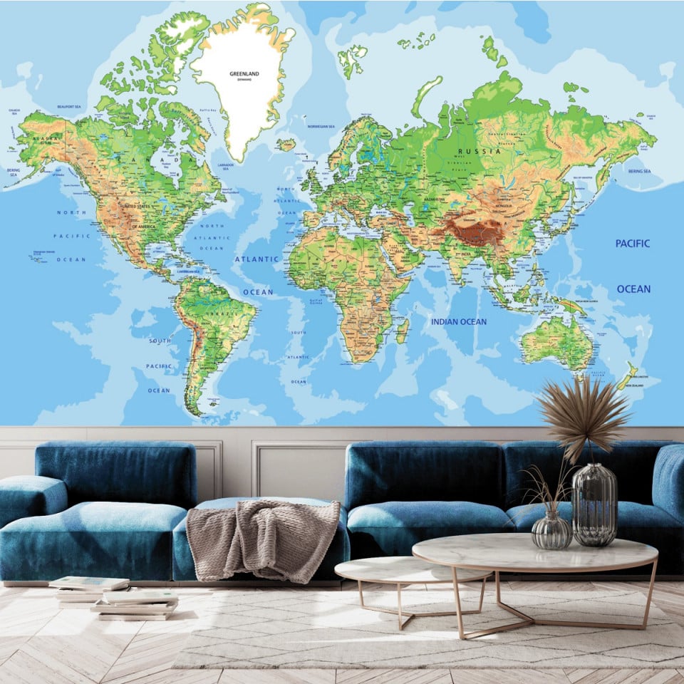 Fototapet Harta Geografica a Lumii NVV24F