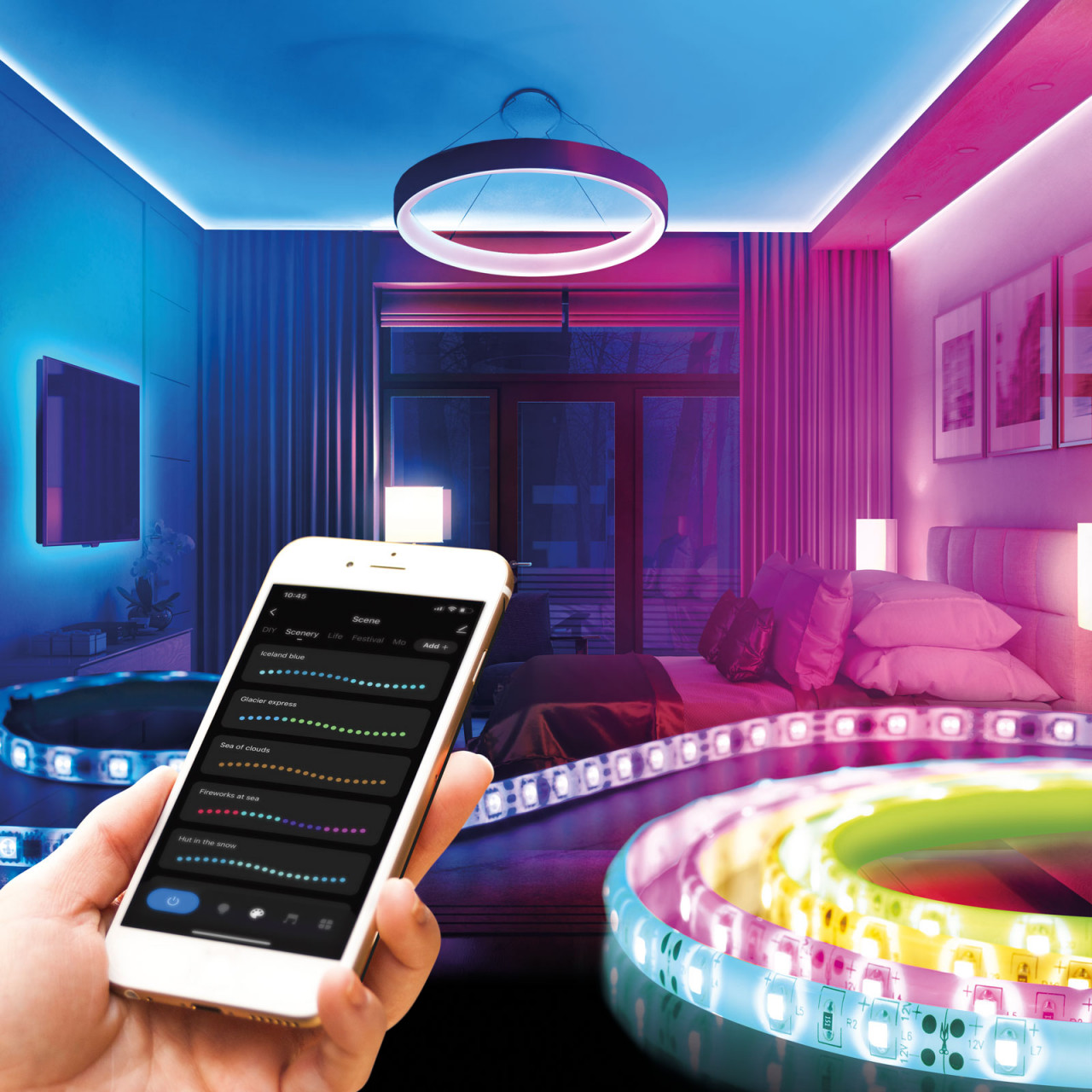 Șir de Lumini LED RGB Inteligente - Control Bluetooth & App - Decor ...