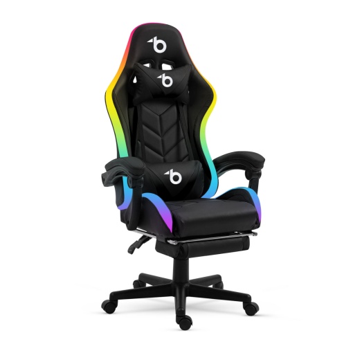 Scaun ergonomic pentru gaming, LED RGB reglabil, design de curse