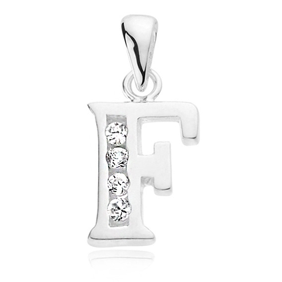 Pandantiv argint 925, JW216, model litera E, cu zirconiu alb