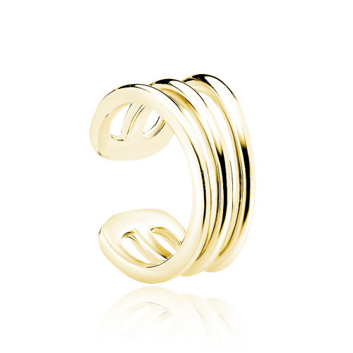 Cercel ear cuff argint 925, JW101, model cu 3 cercuri, placat cu aur