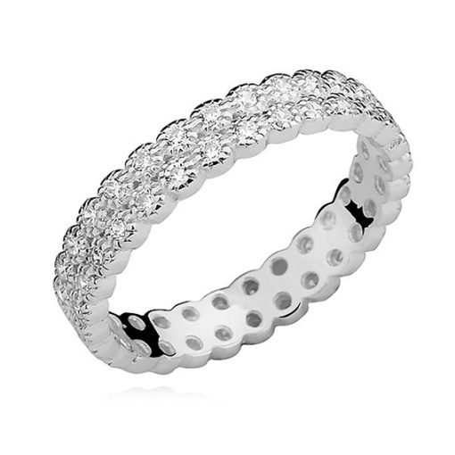 Inel argint 925, JW343, model cu pietre tip verigheta, placat cu rodiu