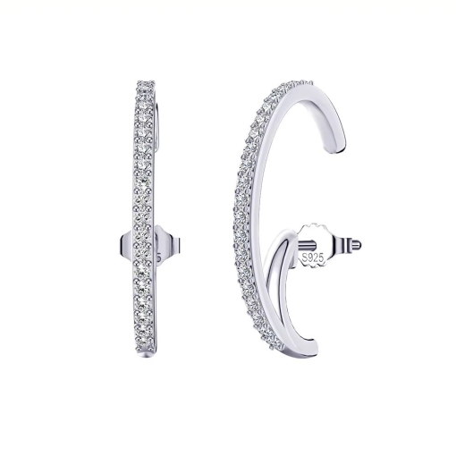 Cercei argint 925, JW1772, model semicerc, placati cu rodiu