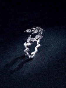 Inel reglabil argint 925, JW616, model frunze, placat cu rodiu