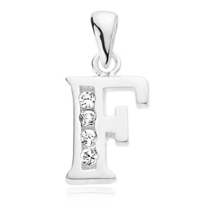 Pandantiv argint 925, JW216, model litera E, cu zirconiu alb