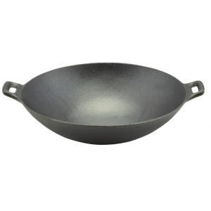 Wok din fonta, 36x10cm + Protectii Cauciuc, iCook