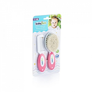 Set pieptan si perie din peri naturali BabyJem