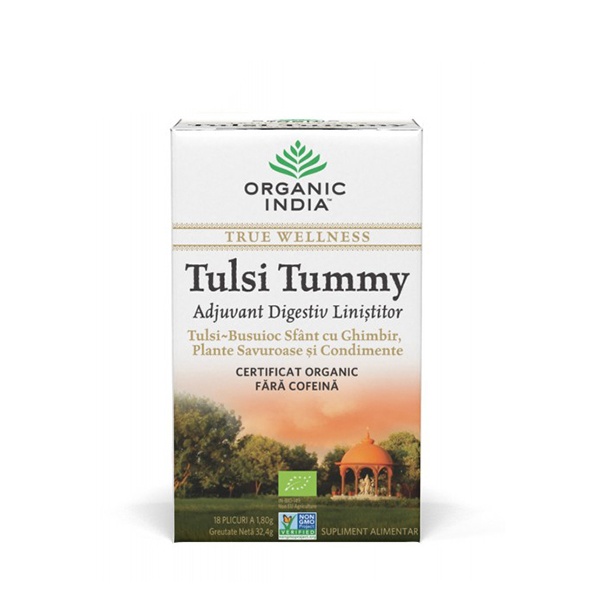 Ceai digestiv Tulsi (Busuioc Sfant) Tummy cu ghimbir (plicuri) (fara ...