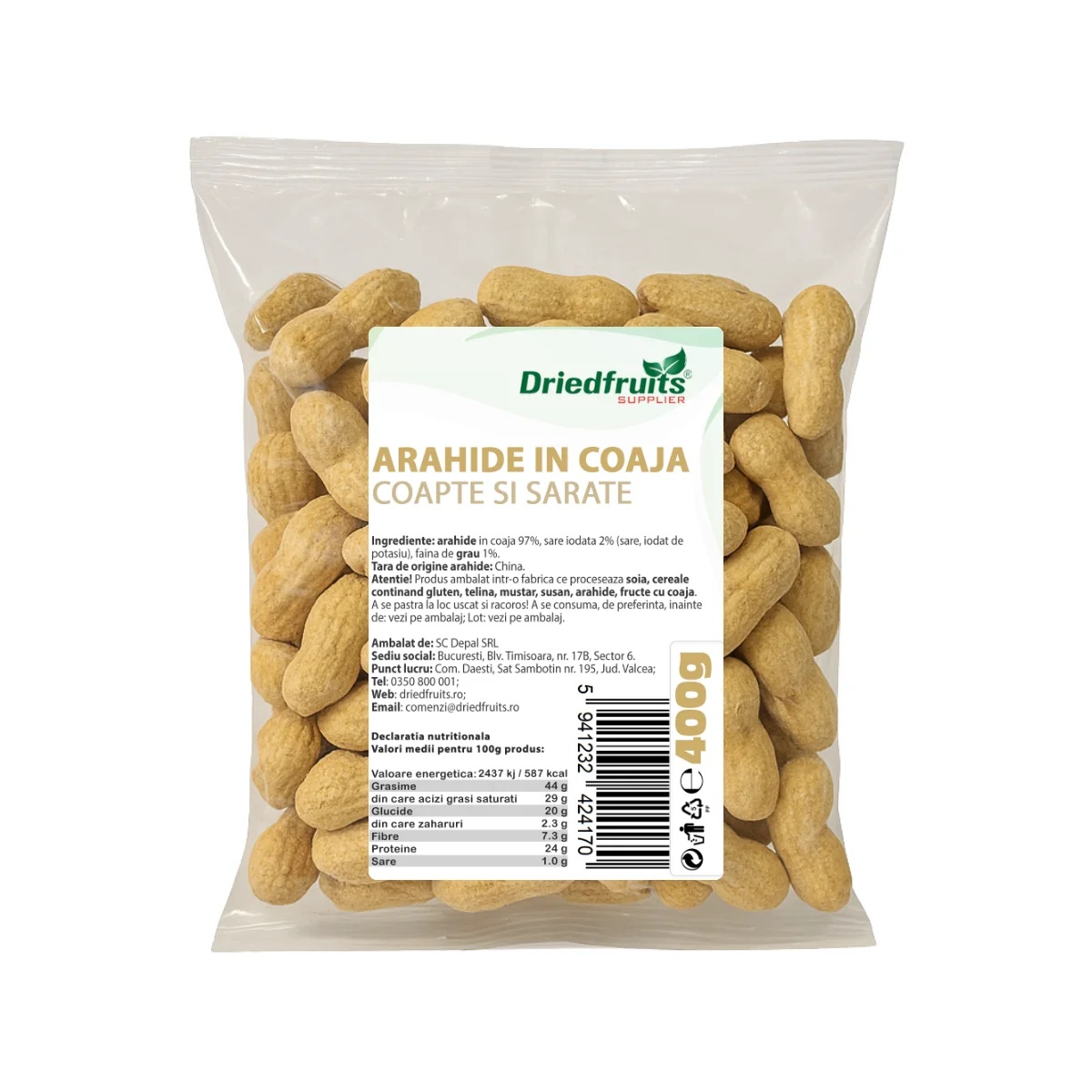 Arahide în coajă coapte și sărate 400 g