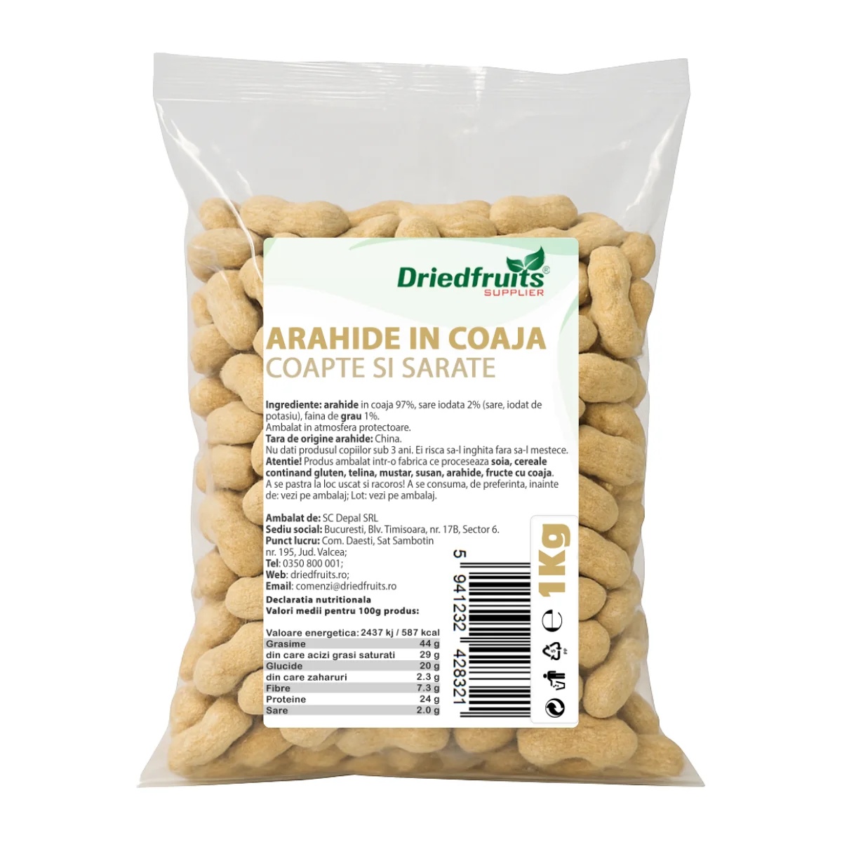Arahide în coajă coapte și sărate VRAC 1 kg