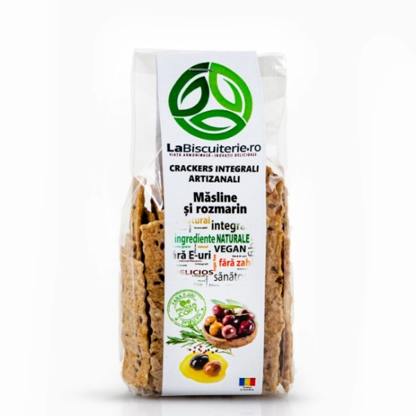 Crackersi integrali cu masline si rozmarin LaBiscuiterie - 125 g