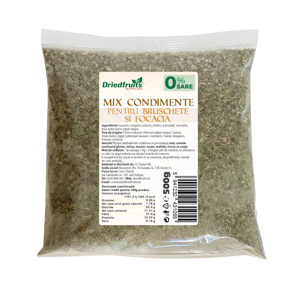 Mix condimente pentru bruschete si focaccia Driedfruits - 500 g