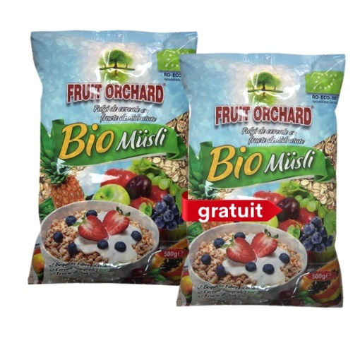 Fulgi cereale cu fructe (muesli) BIO Driedfruits - 500 g (Pachet 1+1 ...