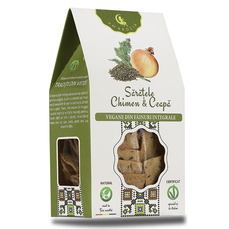 Crackers vegani cu chimen si ceapa – 125g