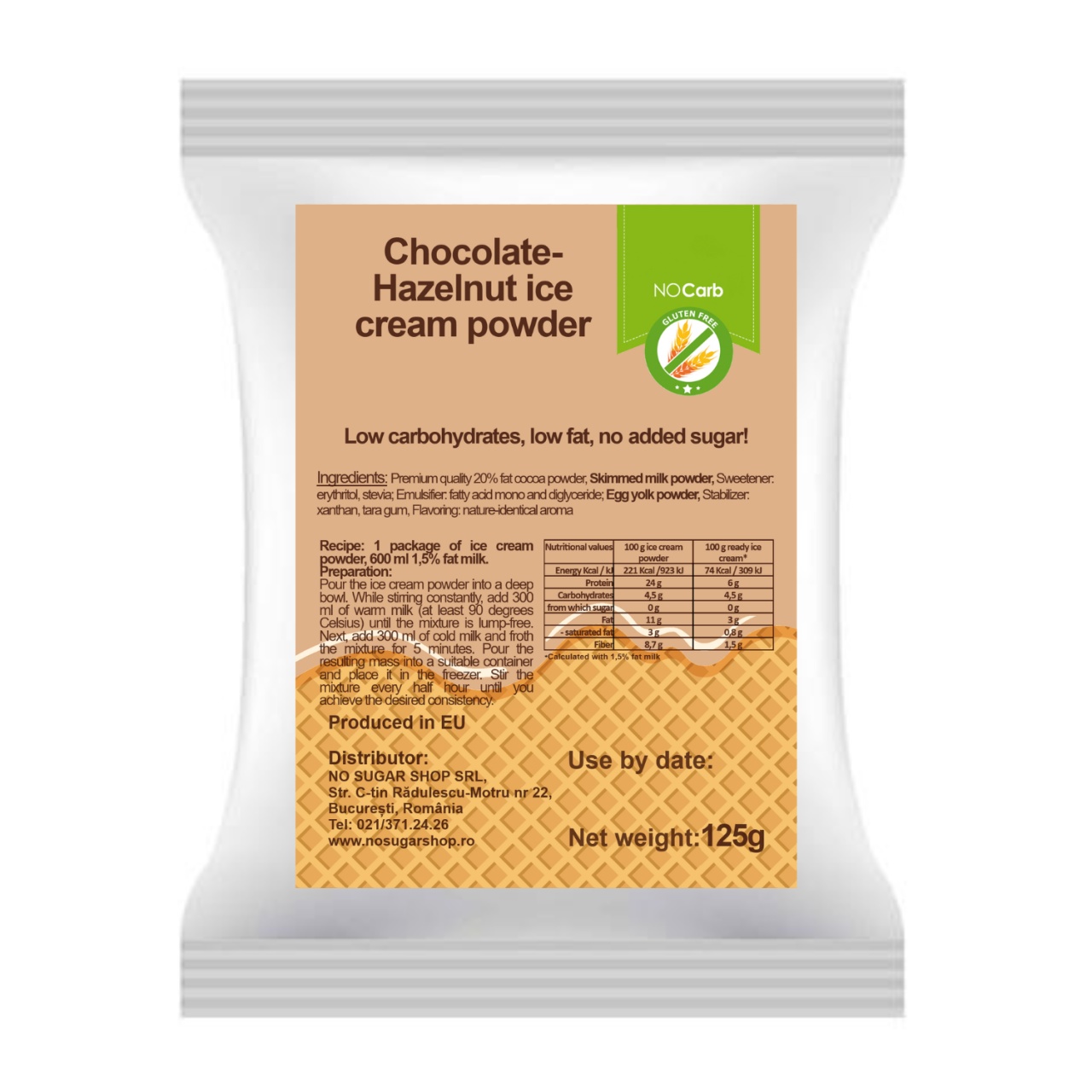 Praf de inghetata cu CIOCOLATA si ALUNE cu Stevia (fara zahar adaugat ...