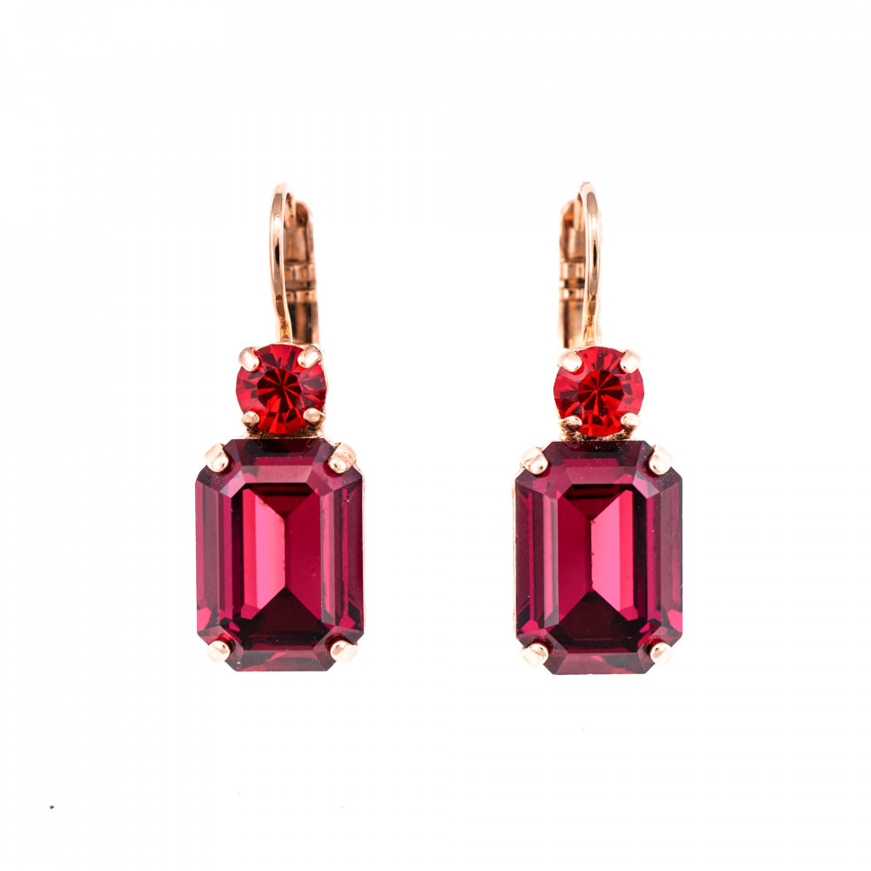 Cercei placati cu Aur roz de 24K, cu cristale originale, Lady In Red ...