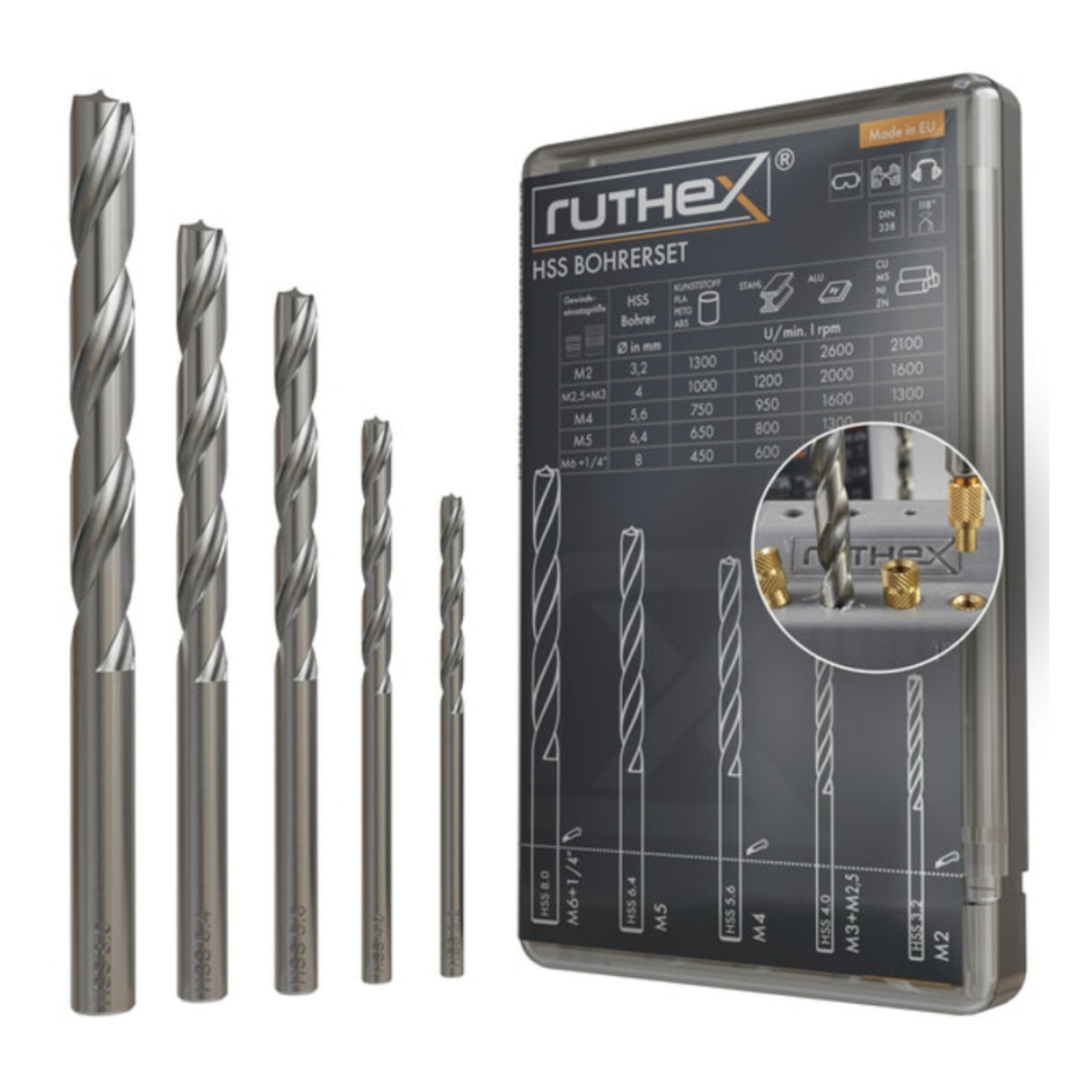 Ruthex - Set de burghie inserturi | Filamente3D.ro