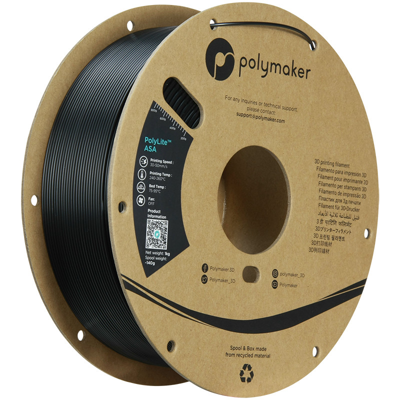 Filament PolyLite ASA Jet Black | Polymaker - Filamente3D.ro