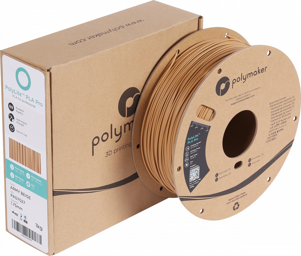 Filament PolyLite PLA PRO Army Beige | Polymaker - Filamente3D